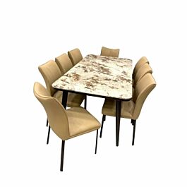 Yuna Marble Dining Table For 8 People - Beige